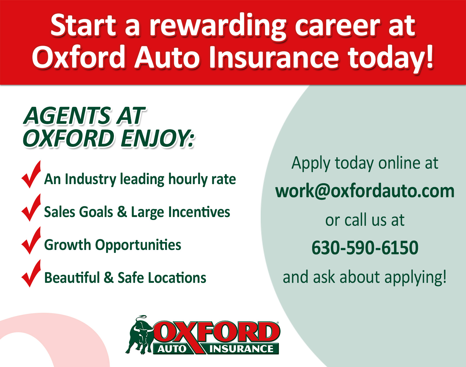Looking for a new career? Join Oxford Auto Insurance!